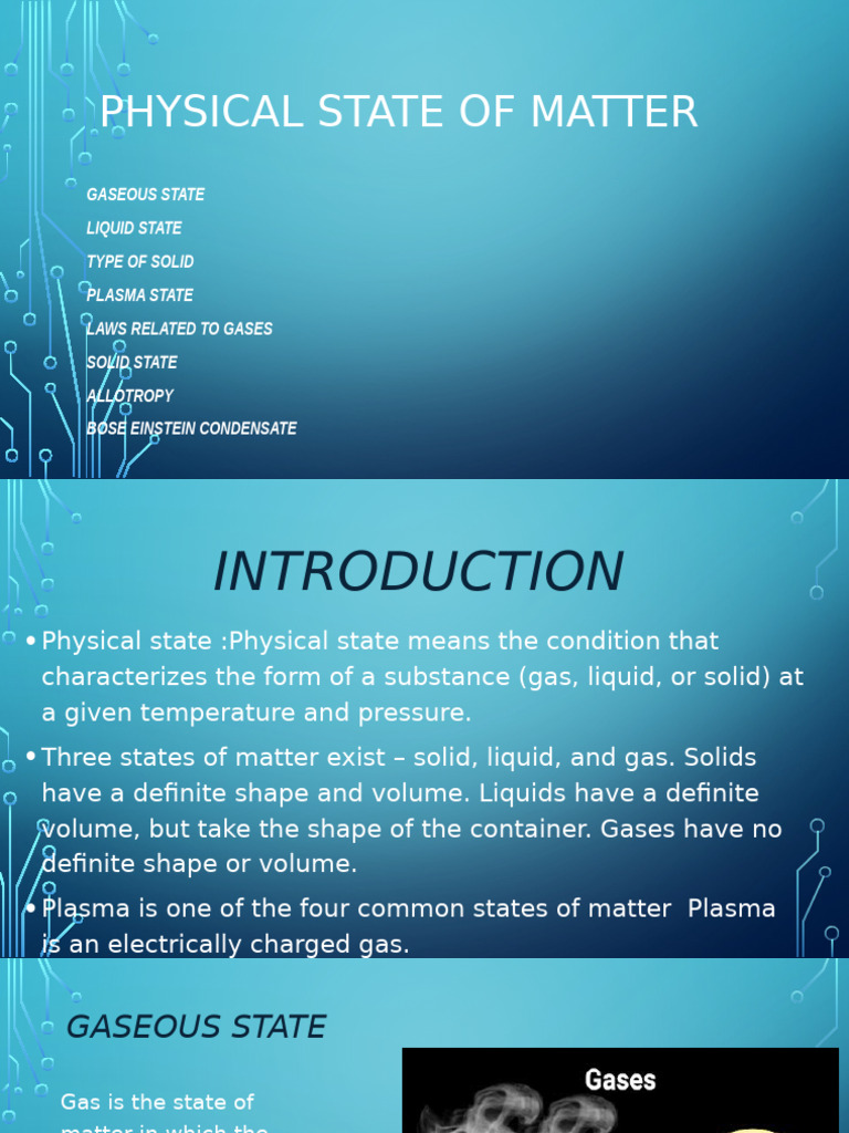 Physical State of Matter | PDF | Gases | Matter