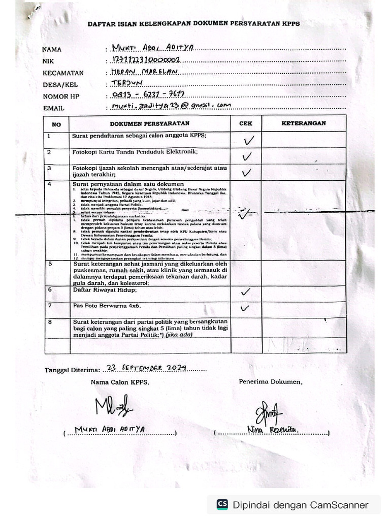 Berkas Anggota KPPS | PDF