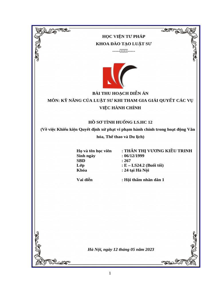 BCTH HSHC 12 - Thân Thị Vương Kiều Trinh | PDF