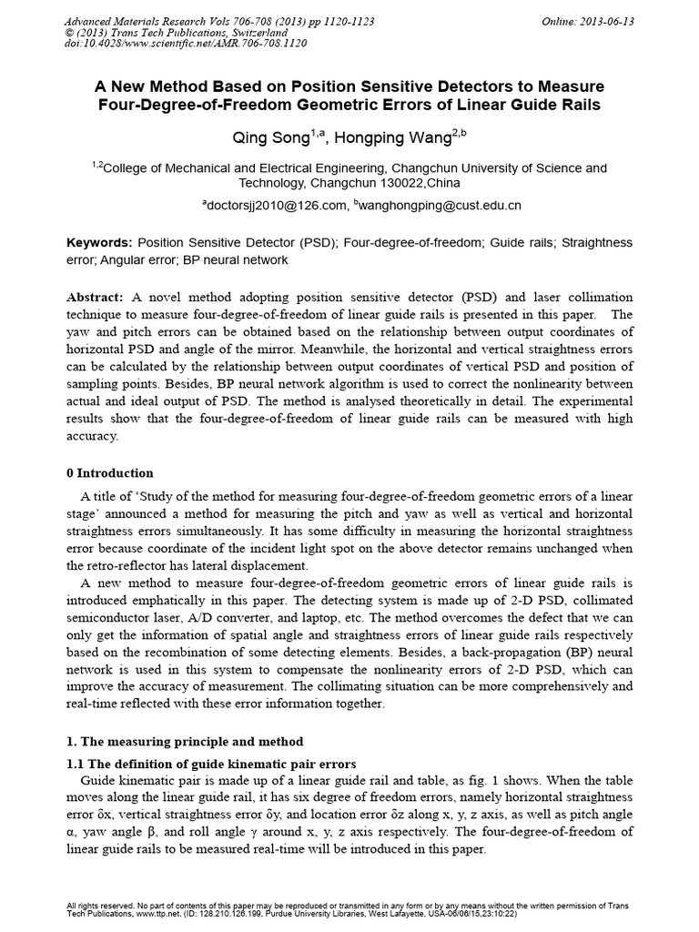 A New Method Based On Position Sensitive Detectors To Measure Four ...
