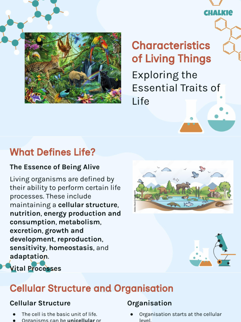 Characteristics of Living Things | PDF | Cell (Biology) | Life