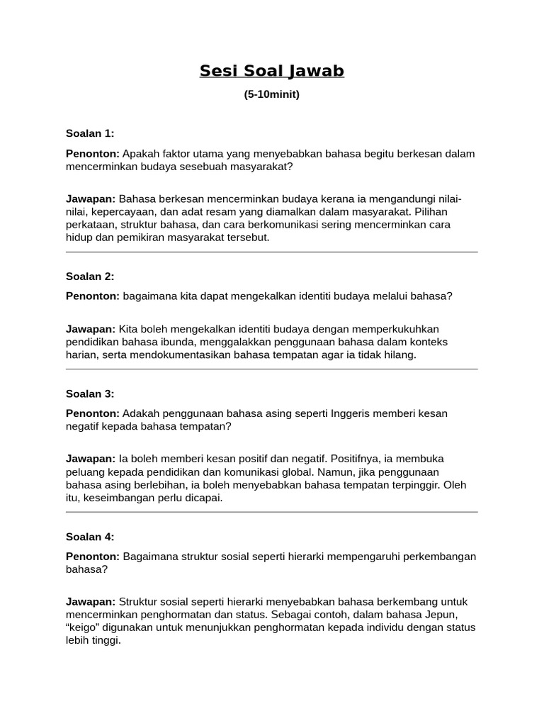 Sesi Soal Jawab | PDF