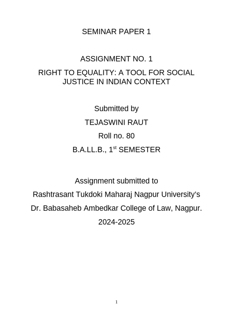 National Socio Legal Topic | PDF | Social Equality | Equal Opportunity