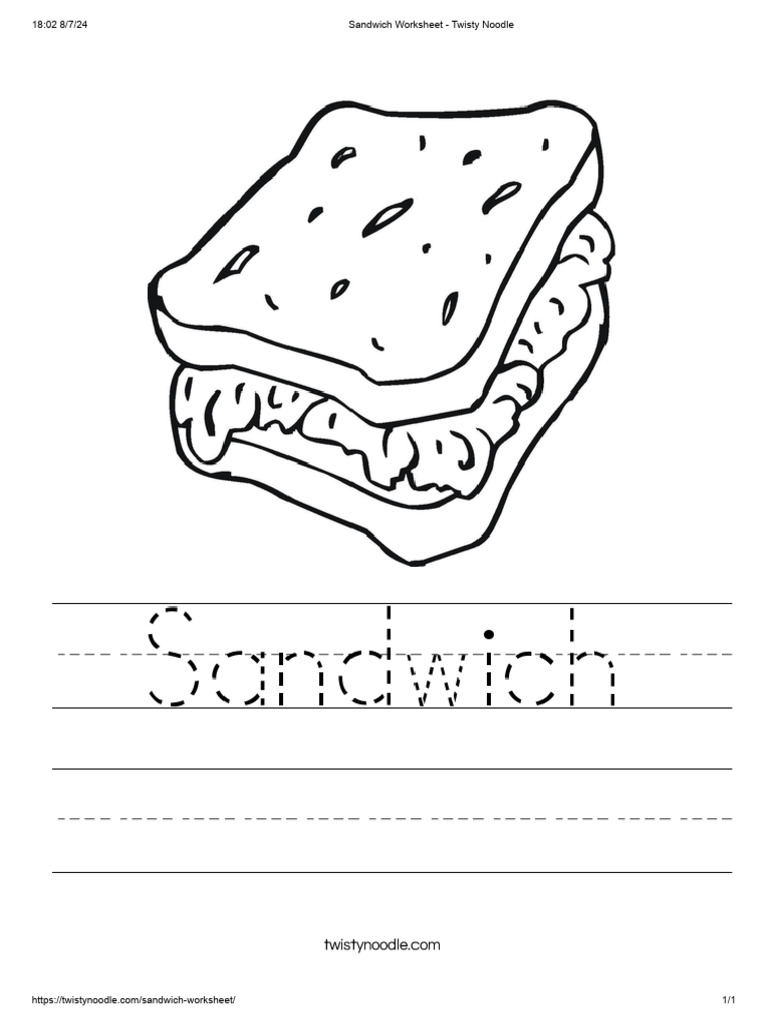 Sandwich Worksheet - Twisty Noodle | PDF