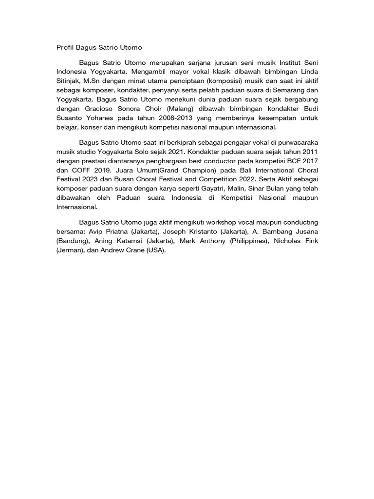 Profil Bagus Satrio Utomo | PDF
