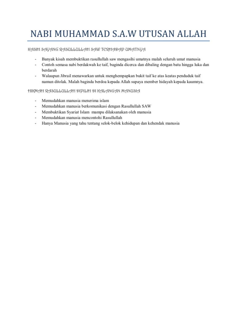 Nabi Muhammad Utusan Allah | PDF | Agama & Spiritualitas