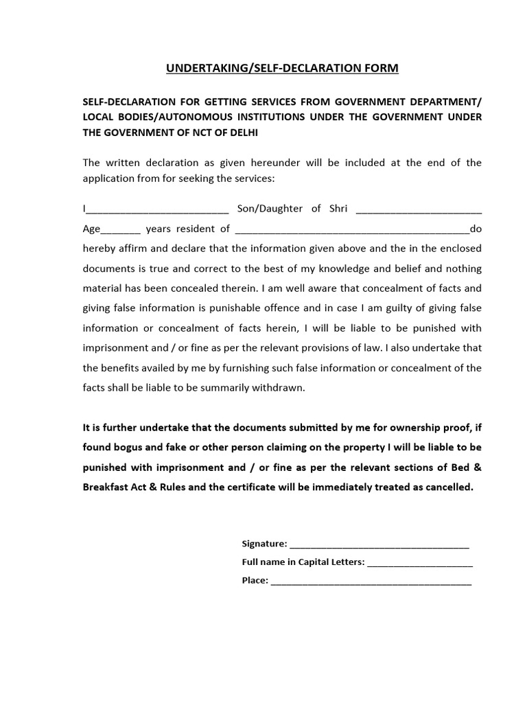 Model Self Declaration | PDF