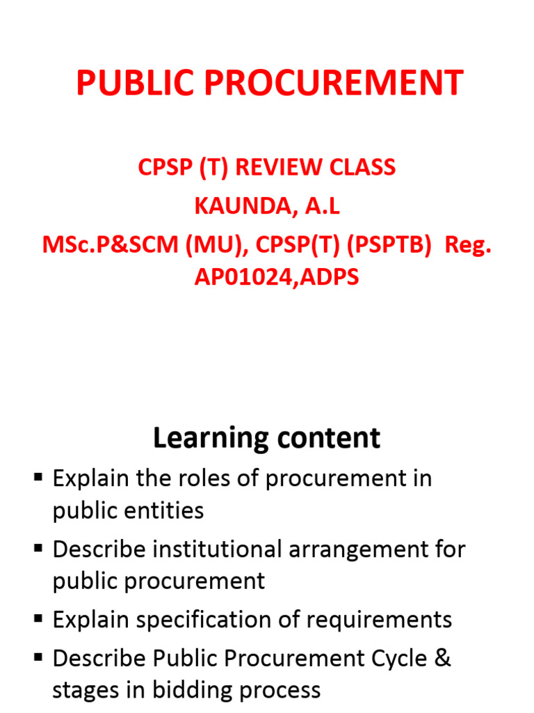 PUBLIC PROCUREMENT | PDF | Procurement | Supply Chain
