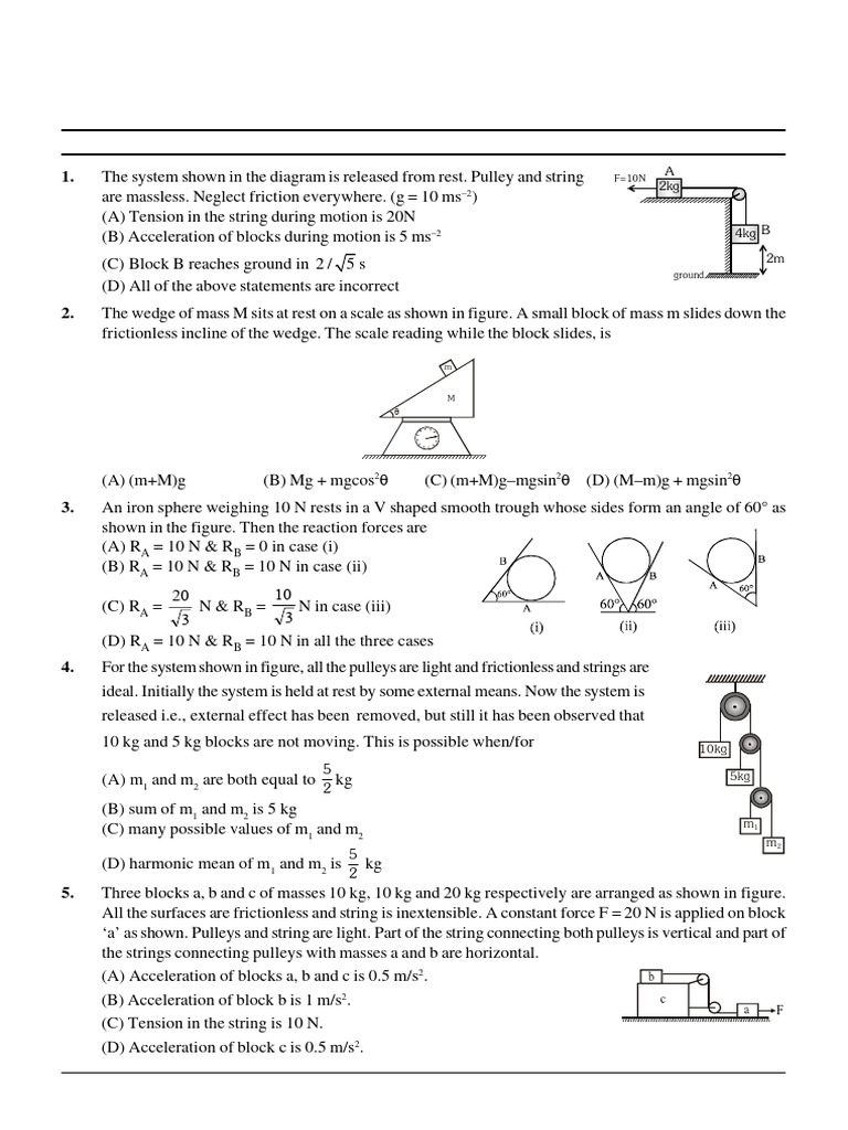 NLM Friction - 4 | PDF | Tension (Physics) | Force