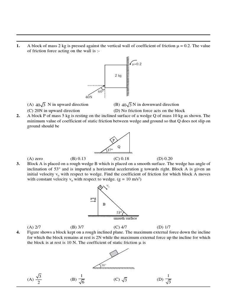 Friction Problems in Physics Mechanics | PDF | Force | Friction