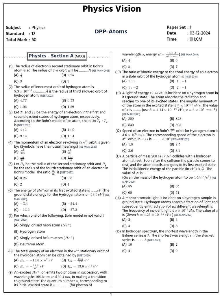 Dpp Atoms 1733221455 Pdf Atoms Electron