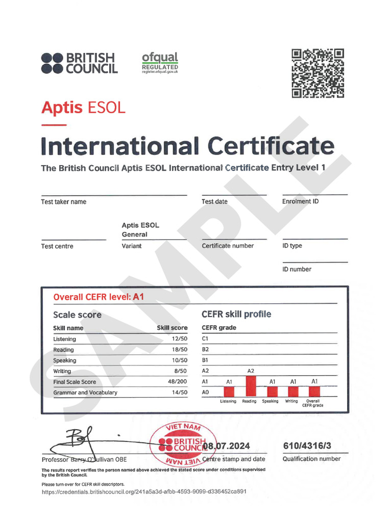 Mau Chung Chi Aptis Esol General 1 | PDF