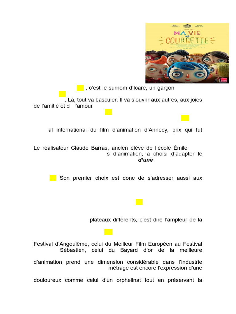La vie d'Icare, alias Courgette | PDF