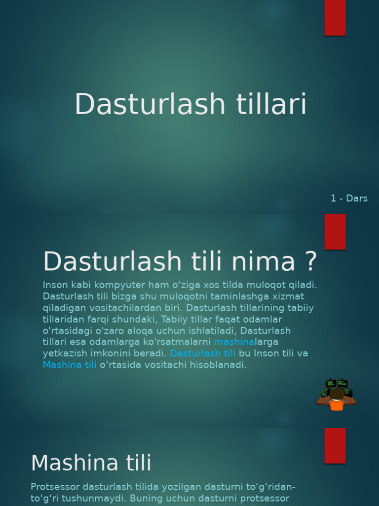 Dasturlash Tillari: 1 - Dars | PDF