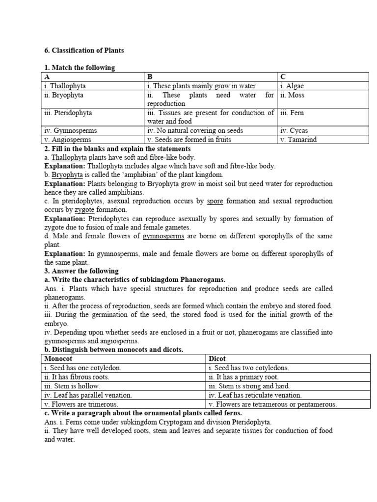 Notes STD 9 - 6 Classification of Plants | PDF | Seed | Sexual Reproduction