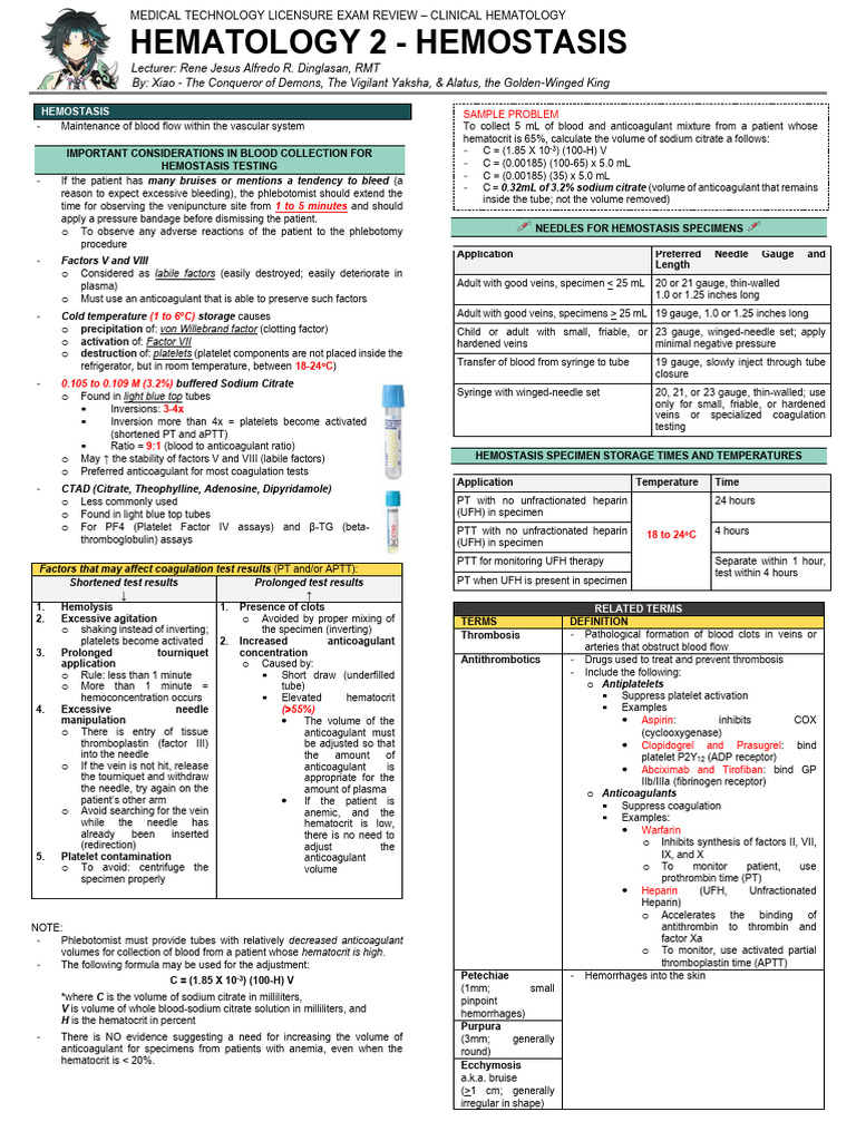 Hemostasis Testing and Blood Collection | PDF | Coagulation | Platelet