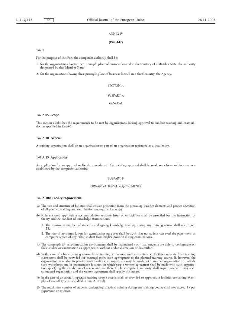 Part 147 | PDF | Regulatory Compliance | Audit