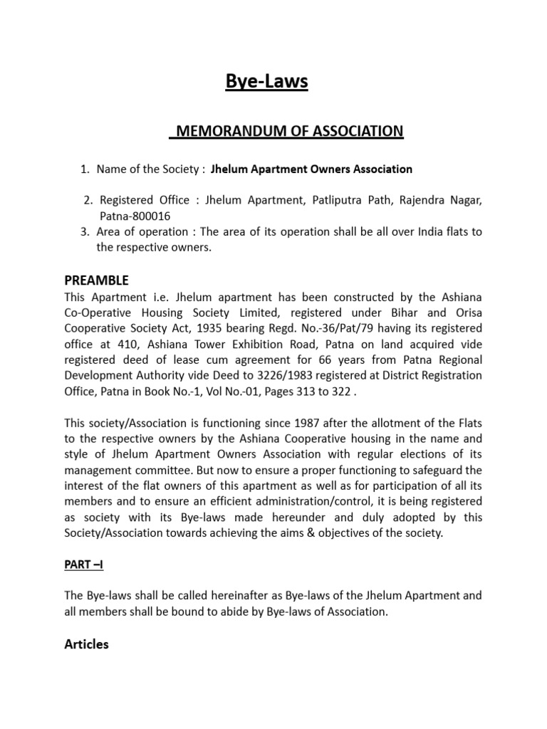 Jhelum Apartment Owners Association Bye-Laws | PDF | Elections | Audit