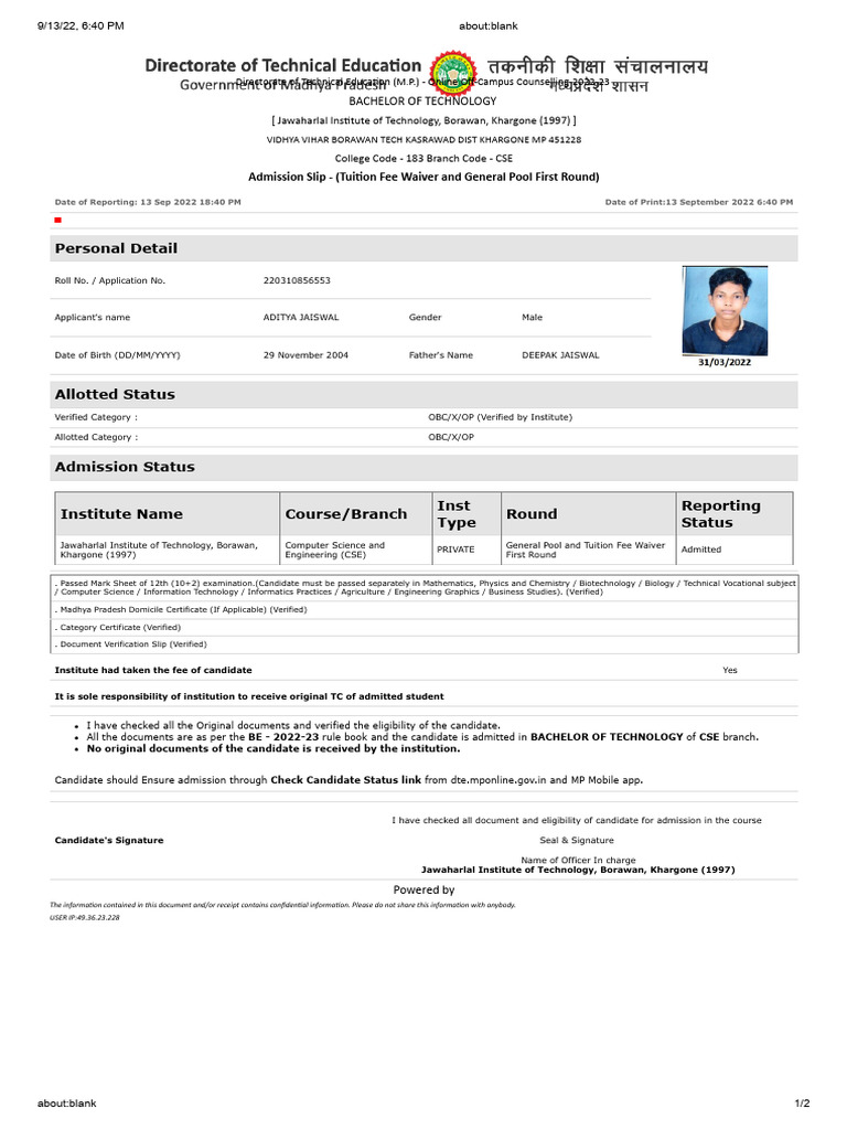 ADITYA JAISWAL adm | PDF