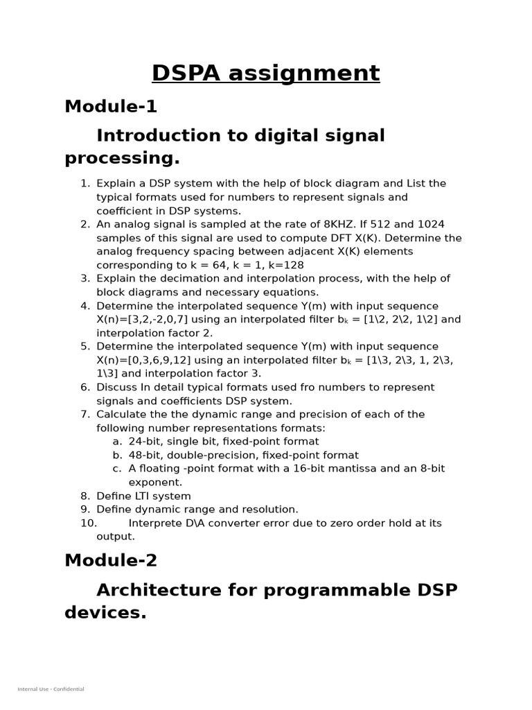 Assignment Questions | PDF | Digital Signal Processing | Digital Signal Processor