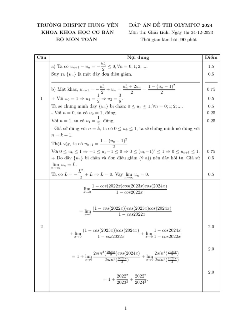 Dapan de Giai Tich 2024 | PDF