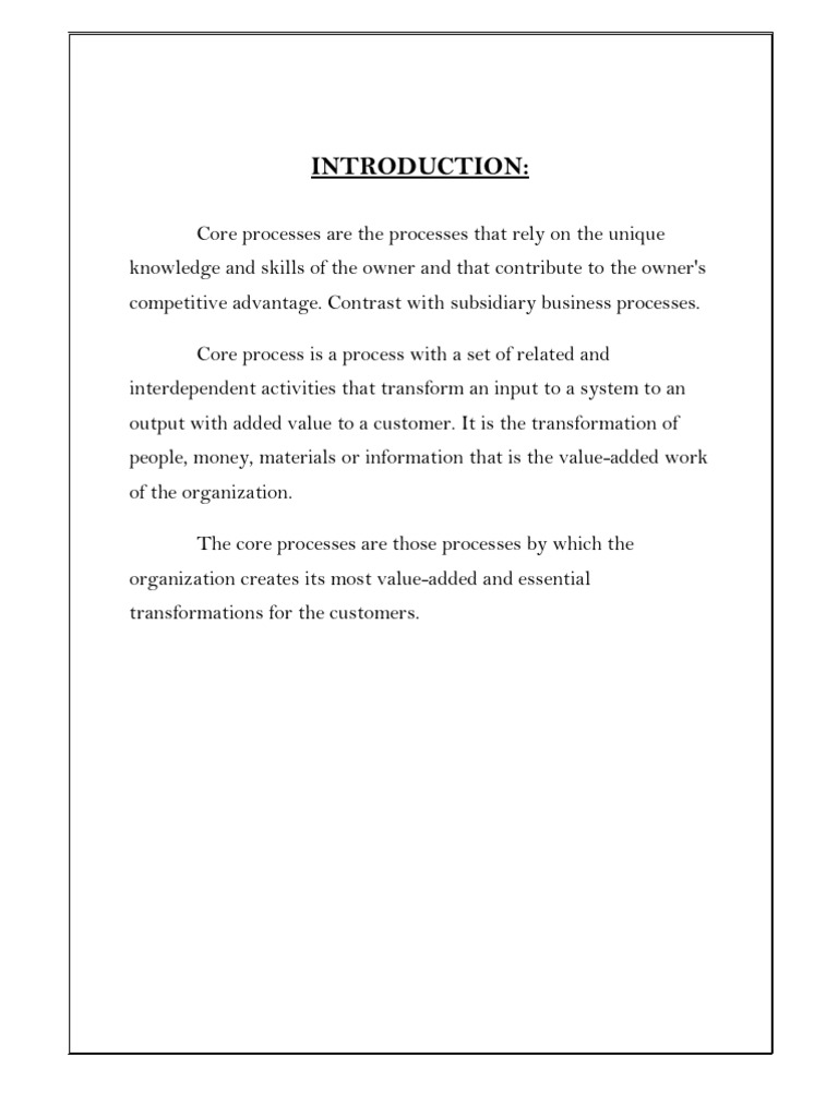 Core Process | PDF | Business Process | Strategic Management
