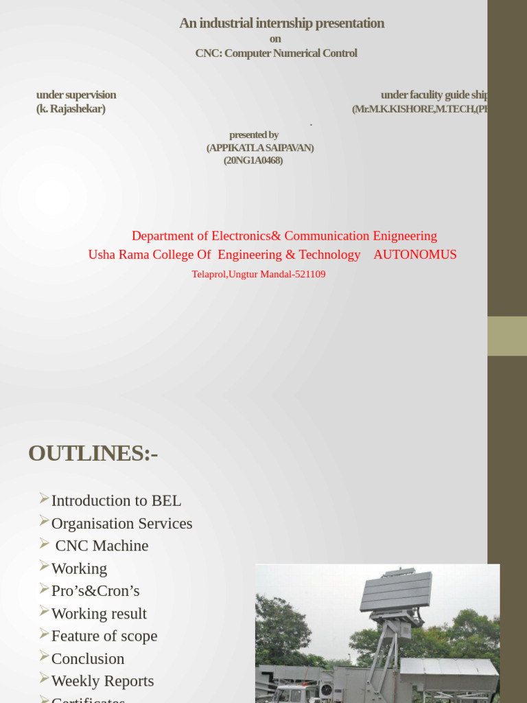 An Industrial Internship Presentation: On CNC: Computer Numerical Control | PDF | Numerical ...