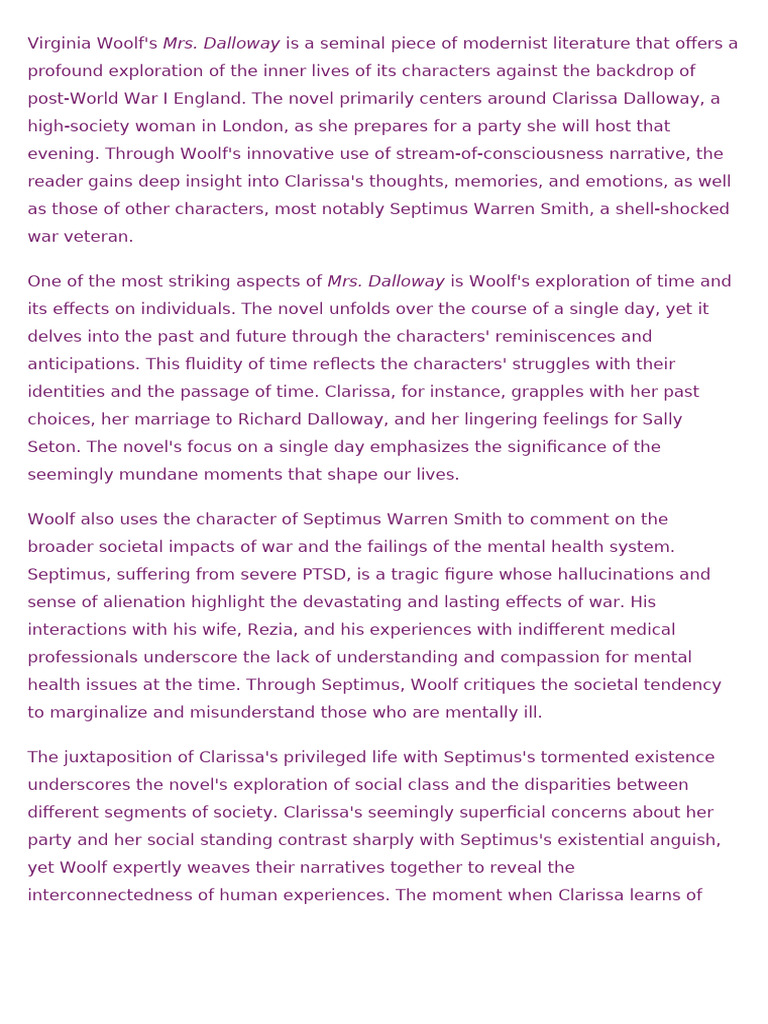 Mrs Dalloway | PDF