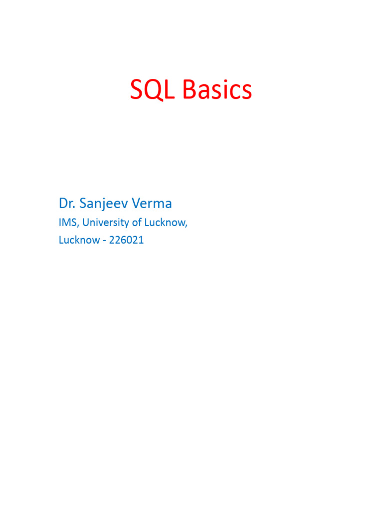 Sql Basics | PDF | Sql | Information Technology Management
