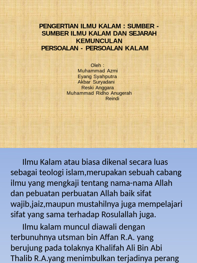 Ilide - Info Ilmu Kalam Power Point Fitri Yani PR | PDF