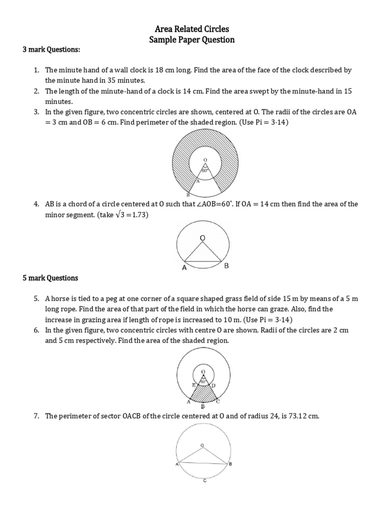 Area Related Circles SP Qns | PDF