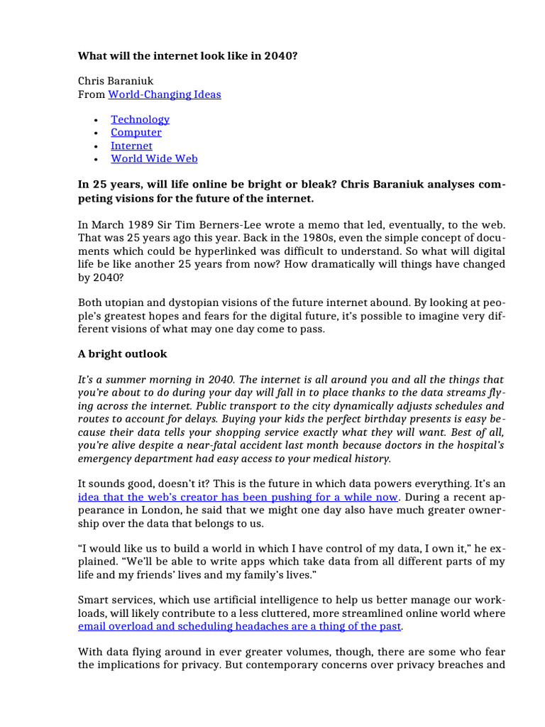 Analysis - Publicistic Text | PDF | Internet | Net Neutrality