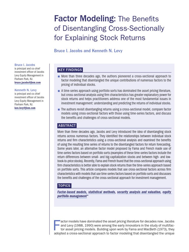 612799_Factor_Modeling_-_Bruce_Jacobs-Ken_Levy_-_JPM_May_2021 | PDF ...