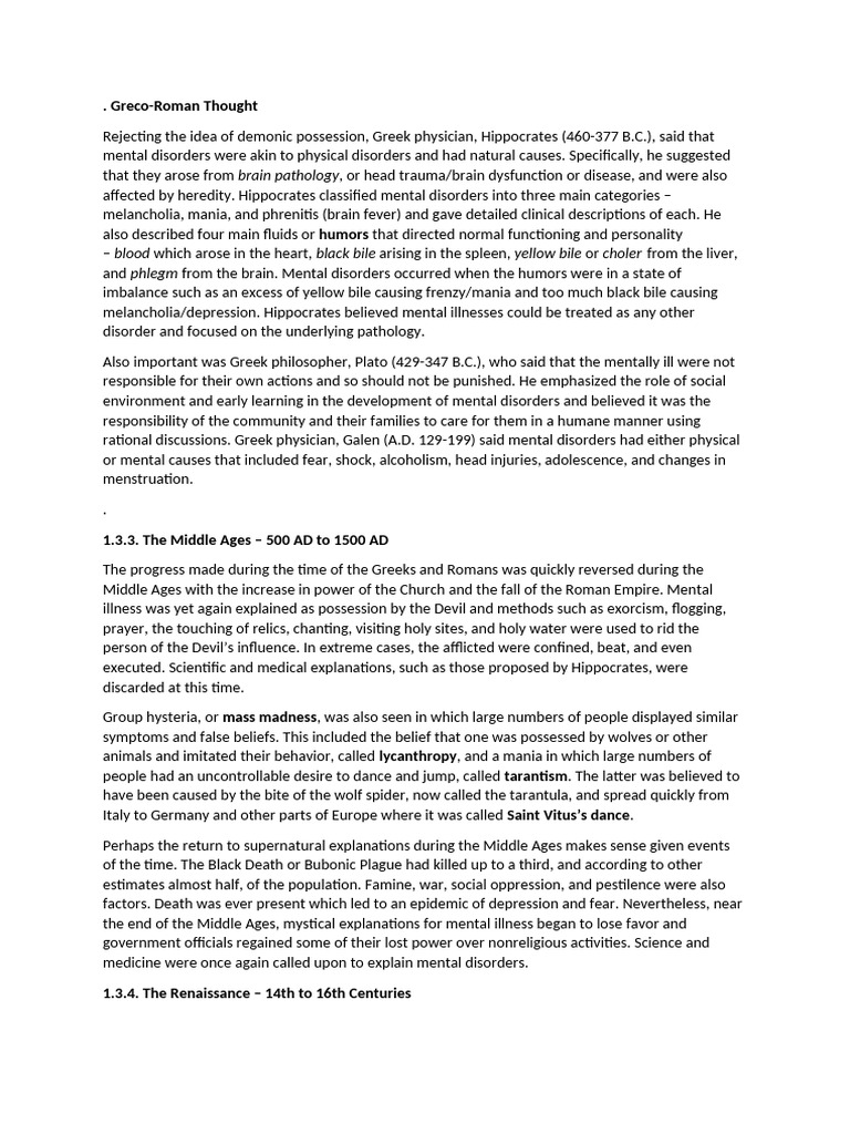 History of Mental Illness | PDF | Psychiatry | Mental Disorder