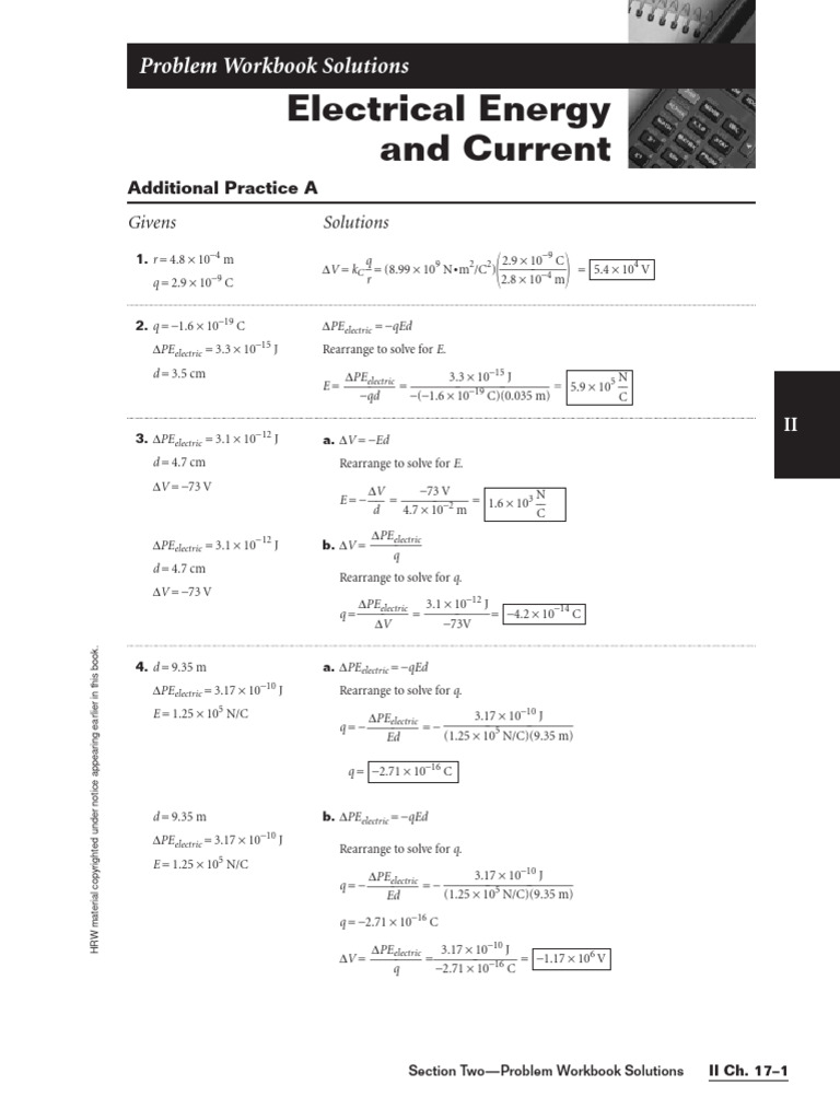 Chapter 17 Workbook Solutions | PDF | Physics | Physical Sciences