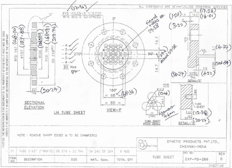 100NB Tube Sheet DRG - 0001 | PDF