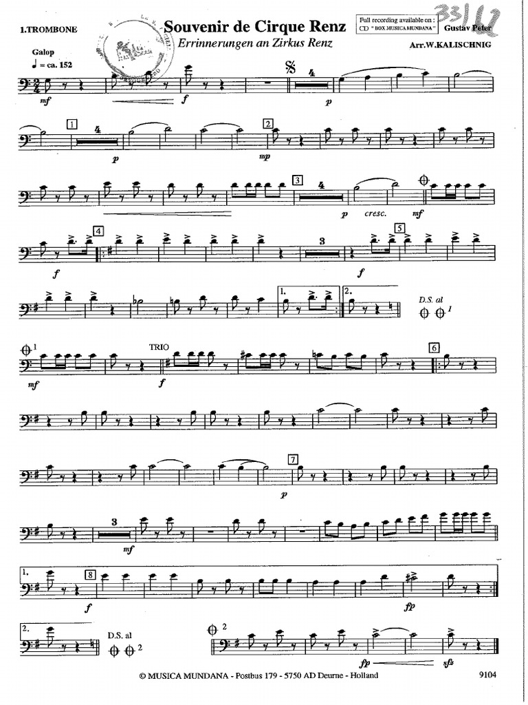 Cirque Renz Trombone 1 | PDF