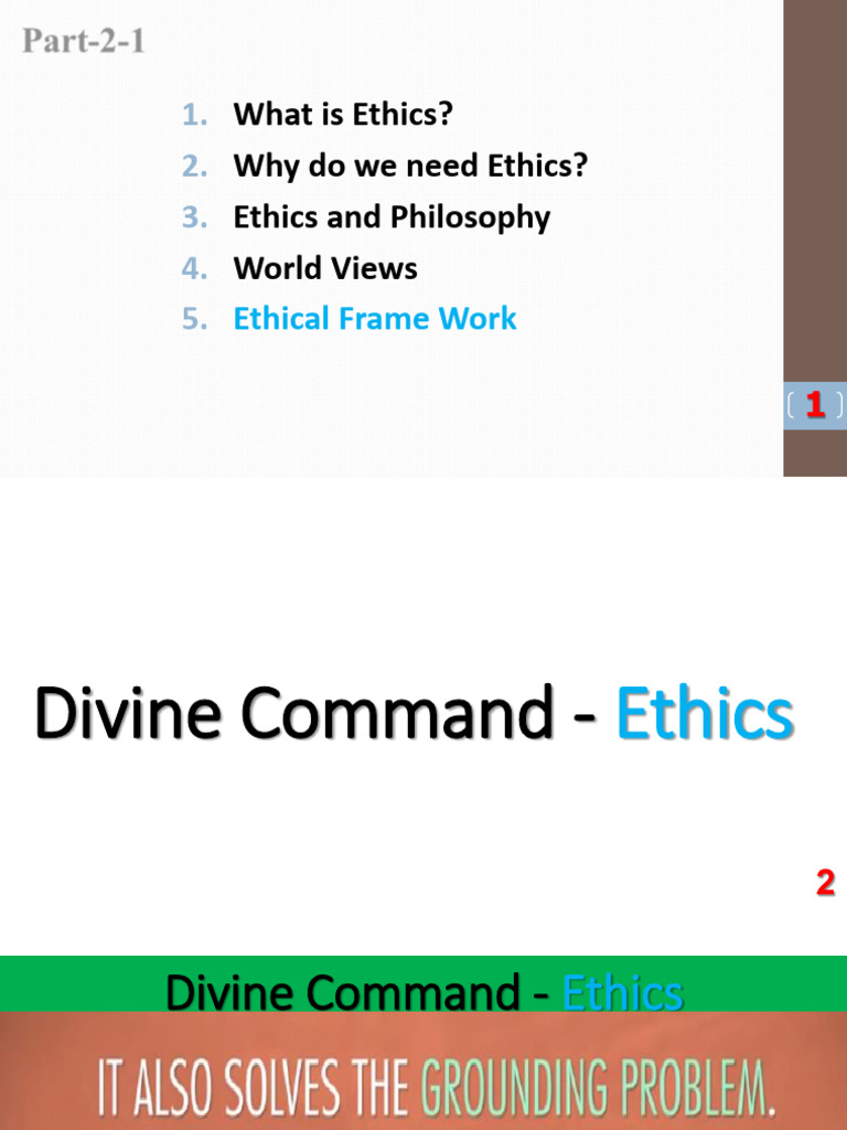 Part-2-1 First Ethical Framework Divine Command Ethics | PDF | Divine Command Theory | God