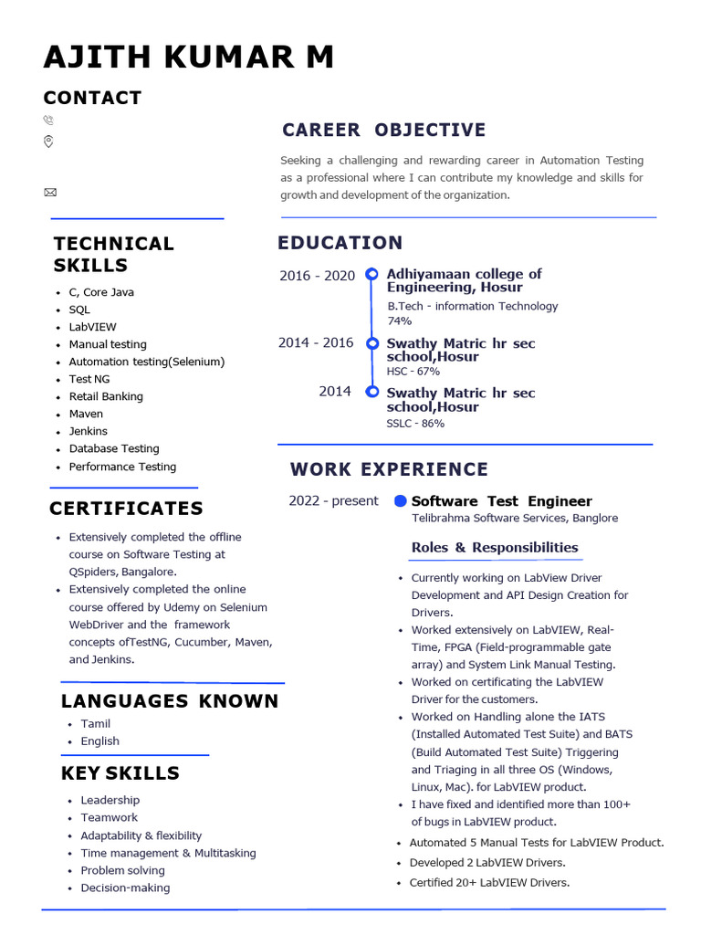 Resume_AK | PDF | Sql | Selenium (Software)