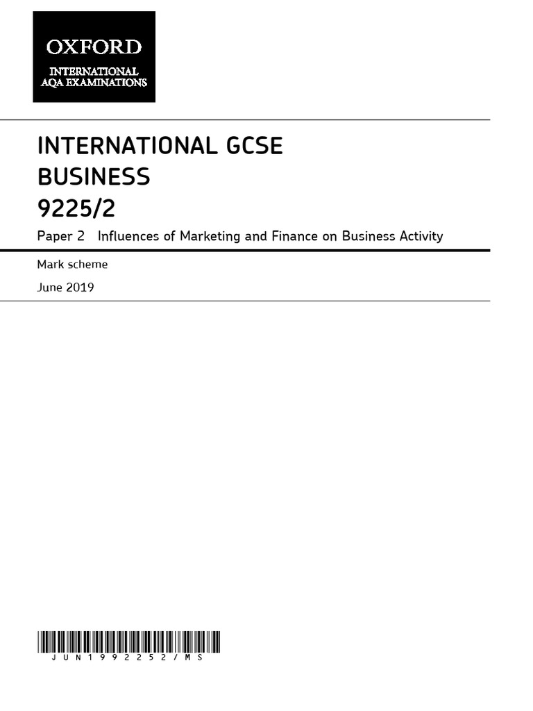 Business Jun 2019 Paper 2 MSs | PDF | Knowledge | Evaluation