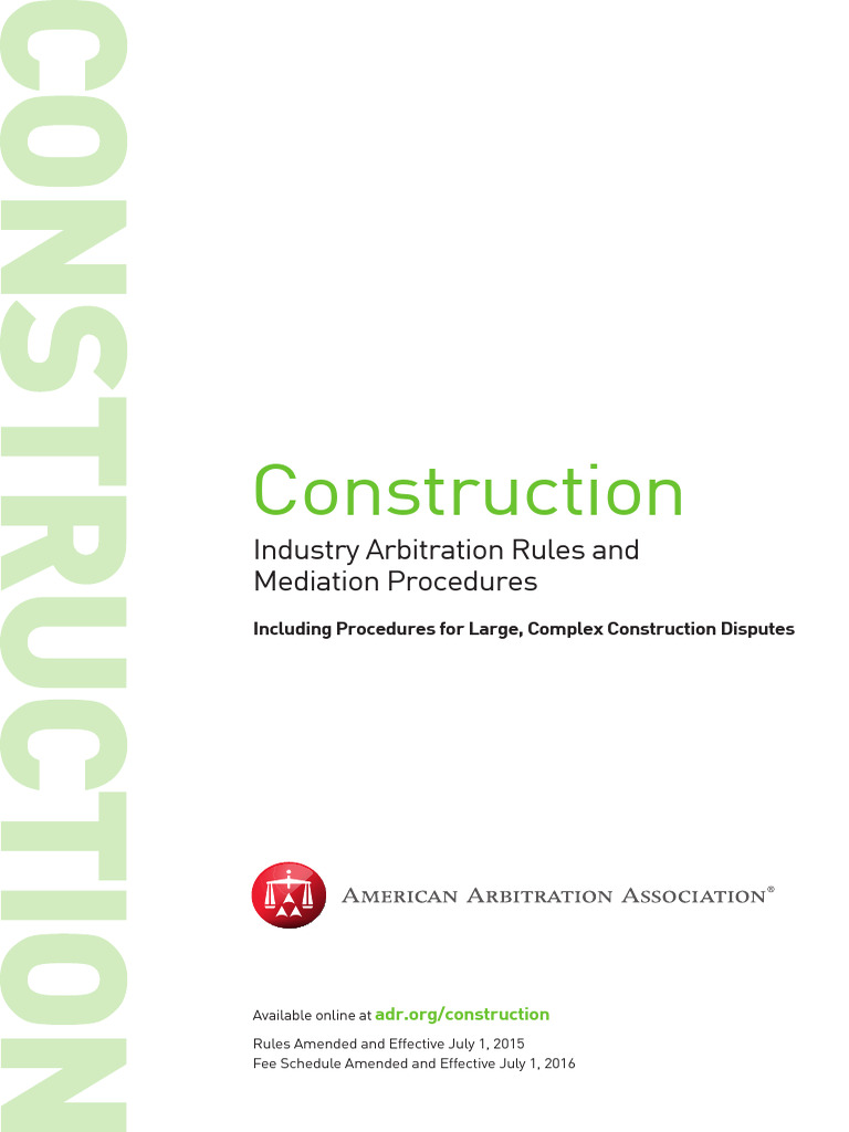 Construction: Industry Arbitration Rules and Mediation Procedures | PDF ...