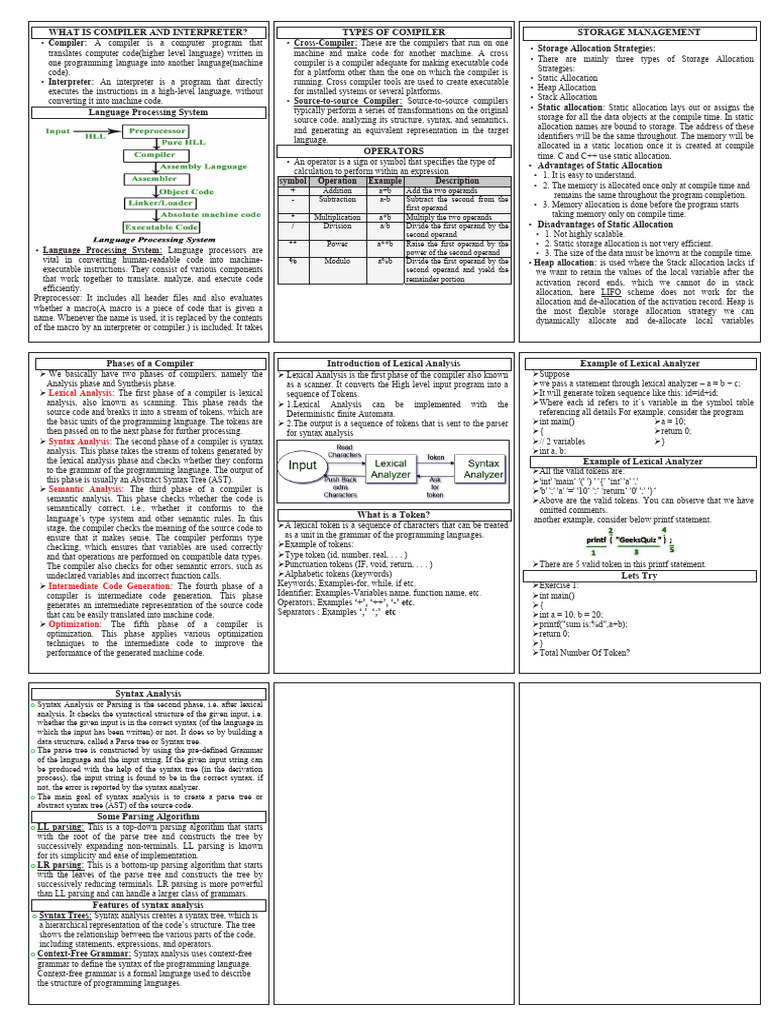 Compiler Construction CSEC325 Token | PDF | Parsing | Compiler