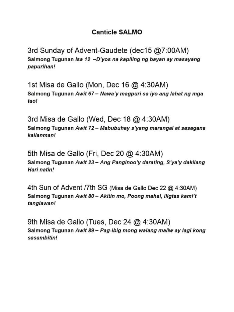 Canticle SALMO | PDF