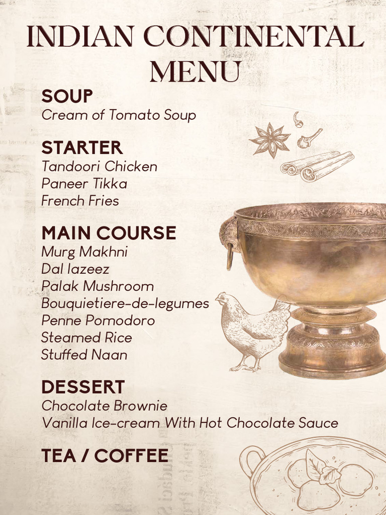Indian Continental Menu Highlights | PDF