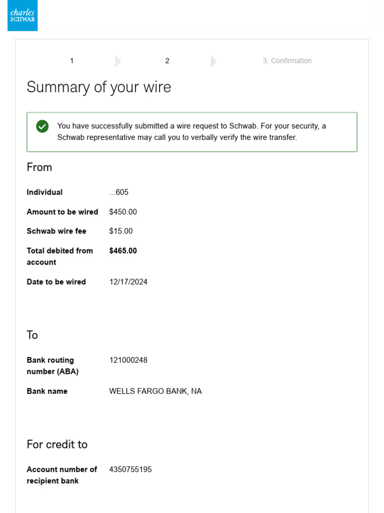 Wire Transfers - Charles Schwab | PDF | Banks | Wire Transfer