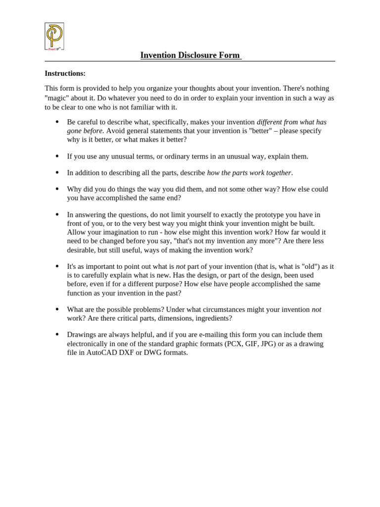 Invention Disclosure Form | PDF