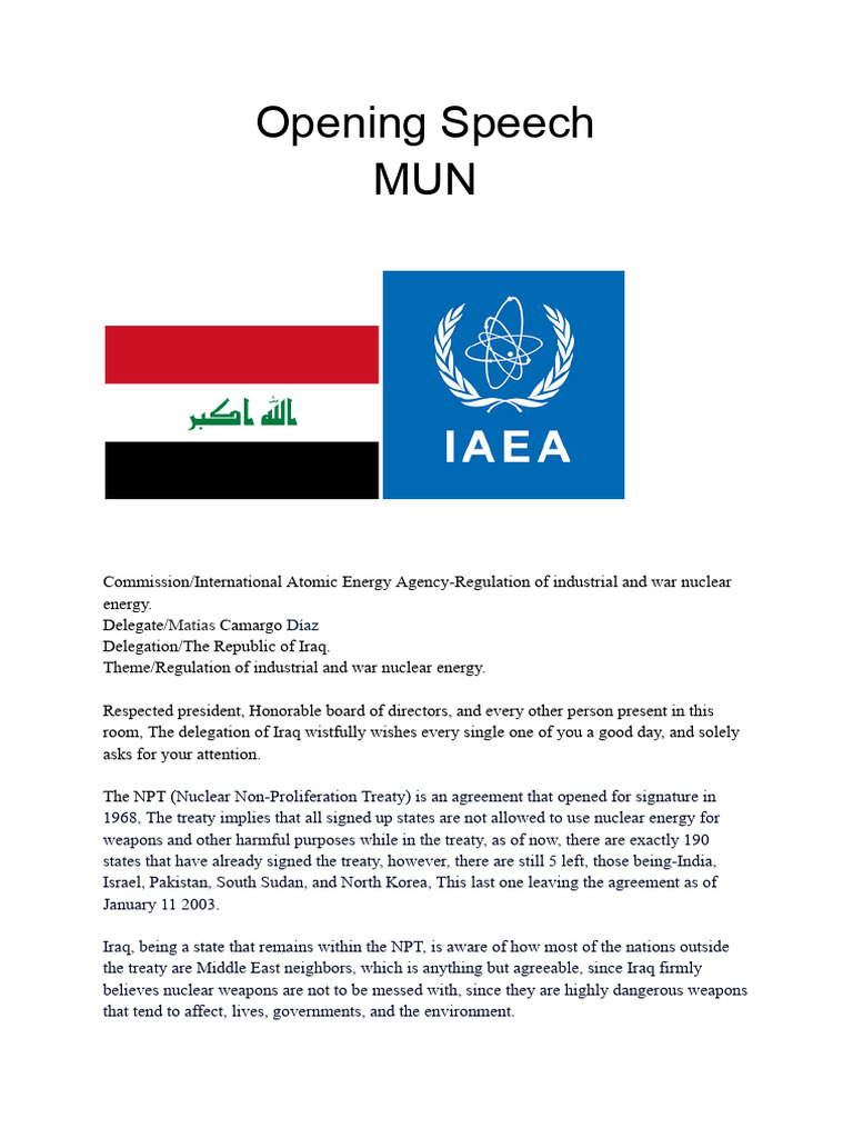 Opening Speech MUN Matias Camargo | PDF