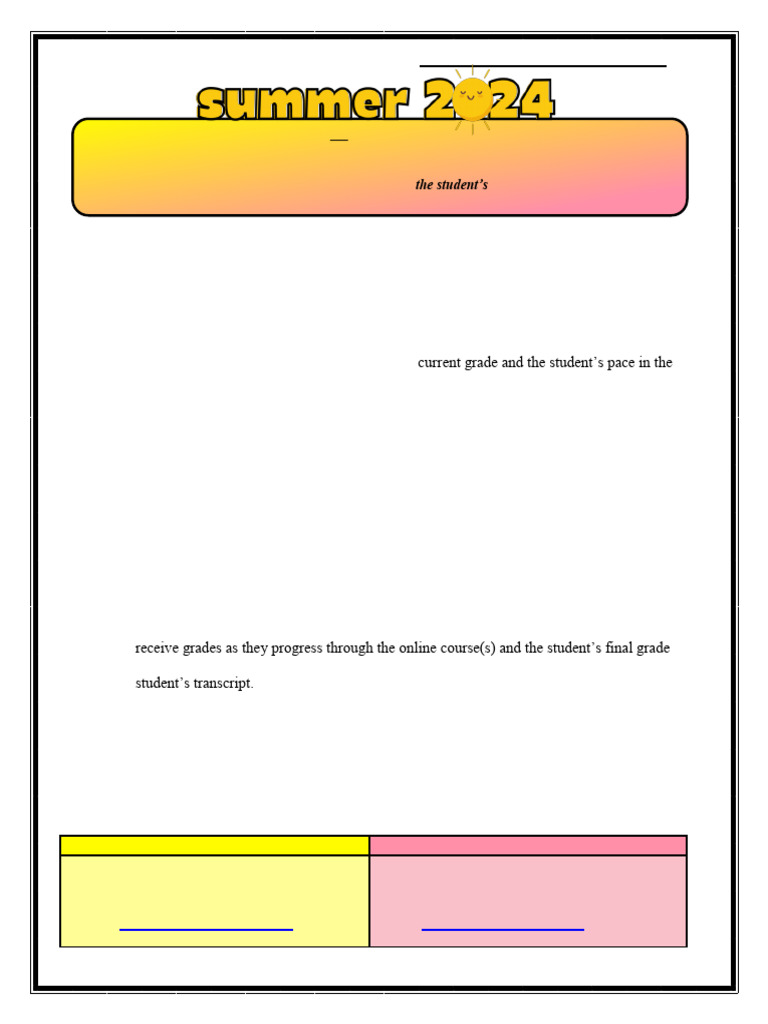 2024 Summer Online Learning Contract | PDF | Educational Technology
