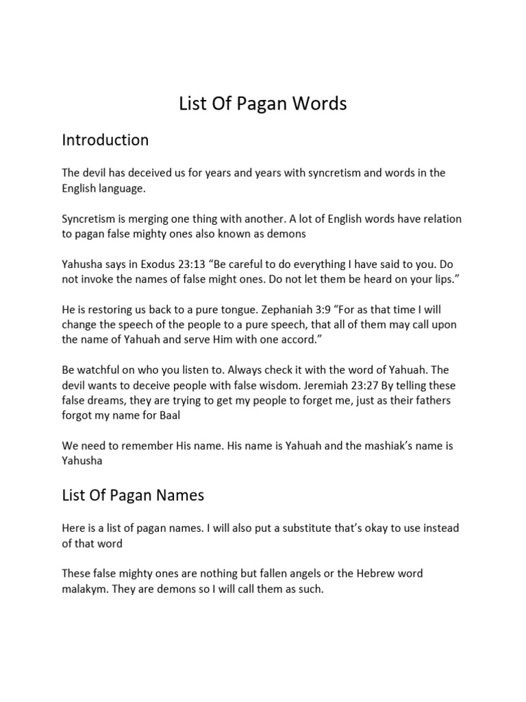 Pagan Word Substitutes Guide | PDF | Planets In Astrology | Religious ...