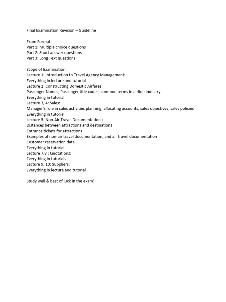 Final Examination Revision | PDF